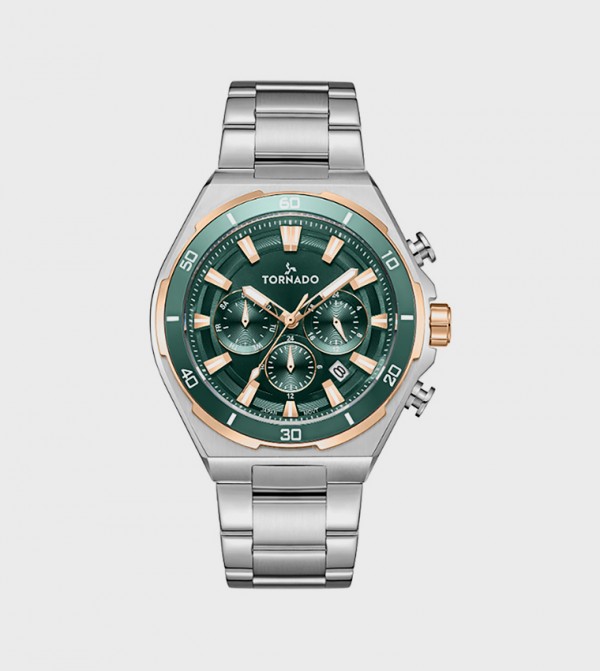 Buy Tornado Stellar X Green Dial Chronograph Watch In Silver | 6thStreet Qatar