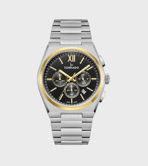 Buy Tornado Aurora Nova Black Dial Chronograph Watch In Silver | 6thStreet Kuwait