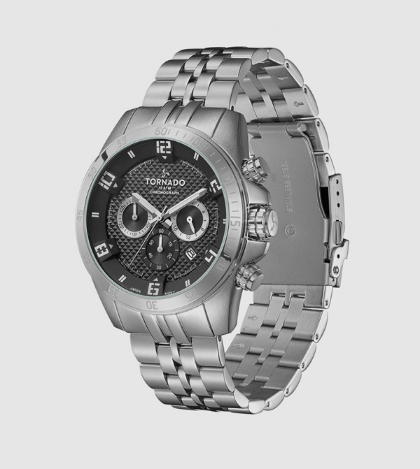 Buy Tornado Chronograph Black Dial Watch In Silver | 6thStreet Qatar