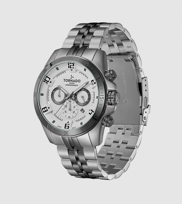 Buy Tornado Chronograph White Dial Watch In Silver | 6thStreet UAE
