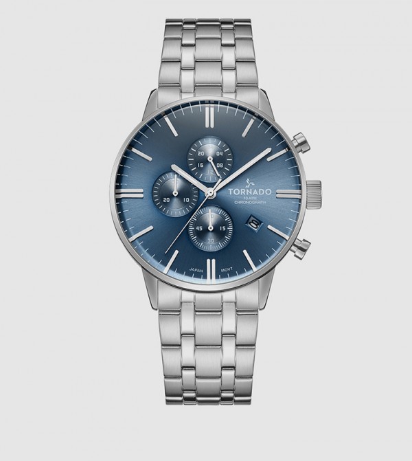 Buy Tornado Blue Dial Chronograph Analog Watch In Silver | 6thStreet Qatar