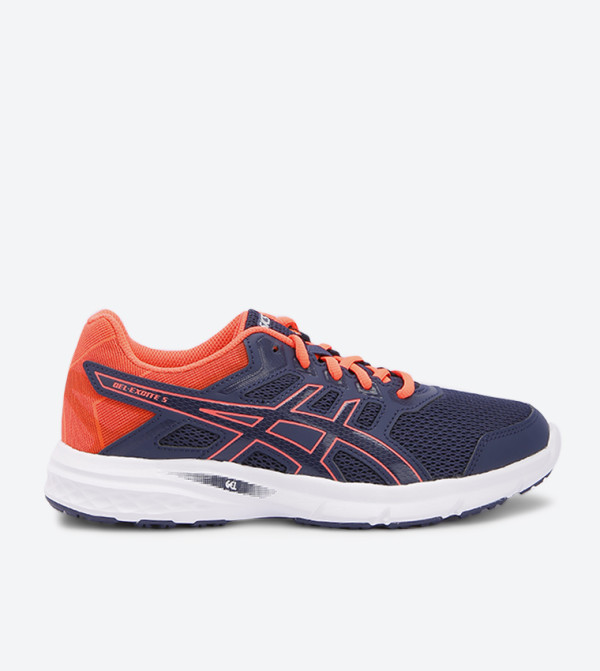 Buy Asics Mesh Detailed Lace Up Closure Round Toe Sneakers Navy In Navy ...