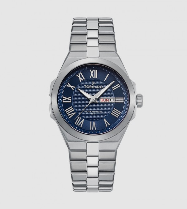 Buy Tornado Analog Round Navy Blue Dial Watch In Silver | 6thStreet Qatar
