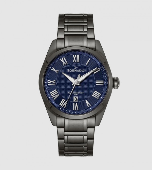 Buy Tornado Analog Round Navy Blue Dial Watch In GUN METAL | 6thStreet Qatar