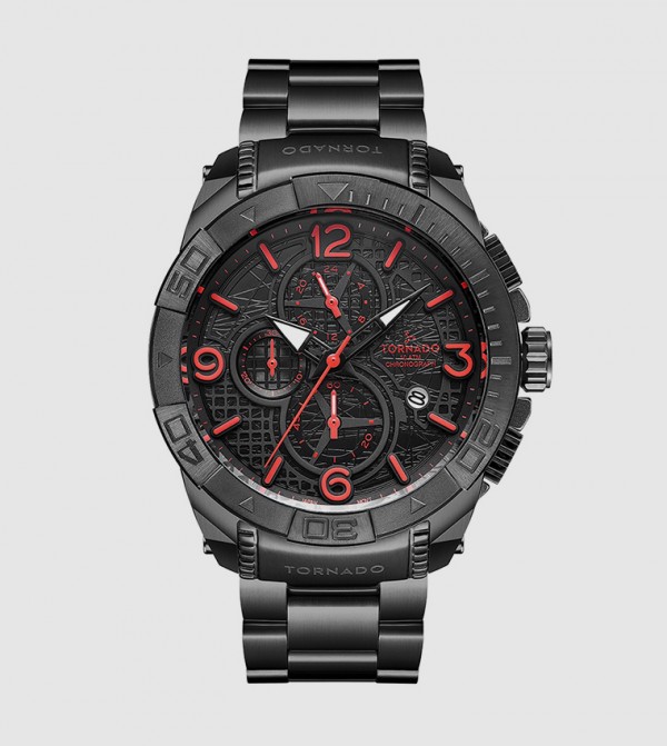 Buy Tornado Multi Function Round Dial Watch In Black | 6thStreet UAE