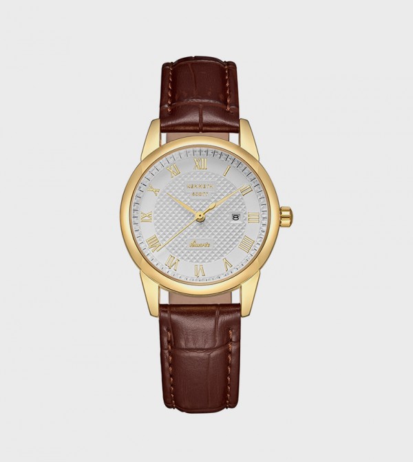 Buy Kenneth Scott Ivory Dial Analog Watch In Brown | 6thStreet Qatar