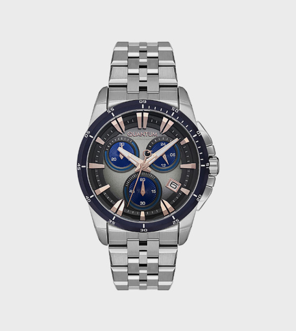 Buy Quantum Navy Dial Multifunction Watch In Gun | 6thStreet Saudi Arabia