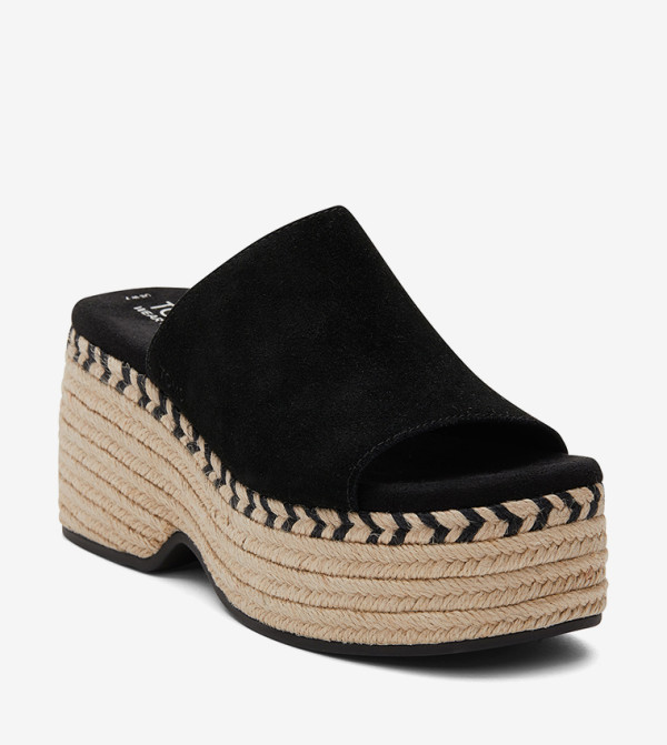 Buy Toms LAILA MULE Open Toe Wedge Sandals In Black | 6thStreet UAE