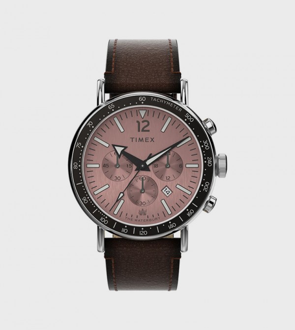 Buy Timex Rose Dial Leather Strap Chronograph Watch In Brown ...