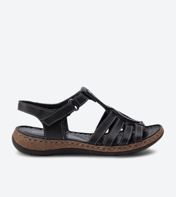 Buy Go Soft @ CCC Velcro Closure Round Toe Strappy Sandals Black WI20 ...