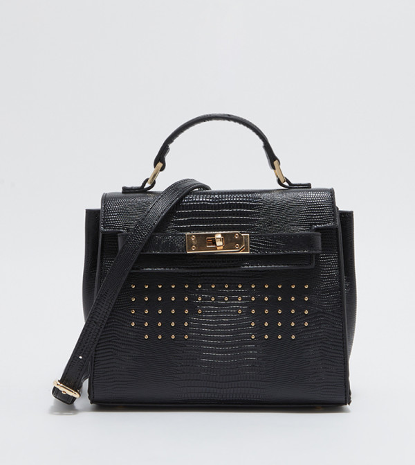 Buy ZAHA @ CCC Embellished Satchel Bag With Sling Strap In Black ...