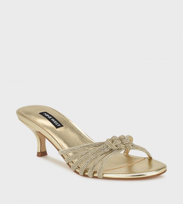 Buy Nine West GLITZY Embellished Heel Sandals In Gold | 6thStreet UAE