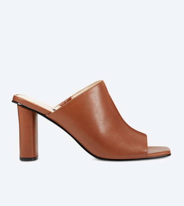 Buy Nine West Liza Square Toe Open Back Mules Brown In Brown ...