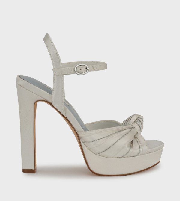 Buy Nine West WINNE Ankle Strap Platform Heel Sandals In White ...