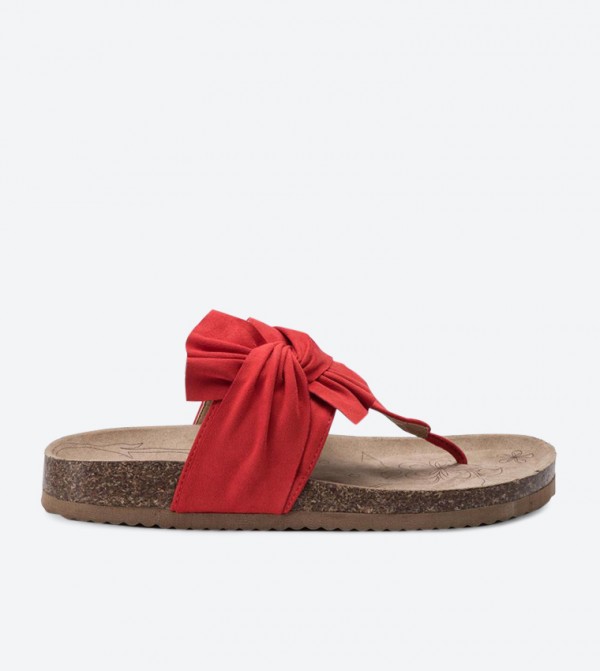 Buy Jenny Fairy @ CCC Bow Details Open Back Round Toe Slides Red ...