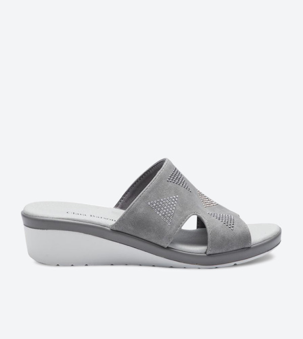 Buy Clara Barson @ CCC Embellished Upper Round Toe Sandals Grey In Grey ...