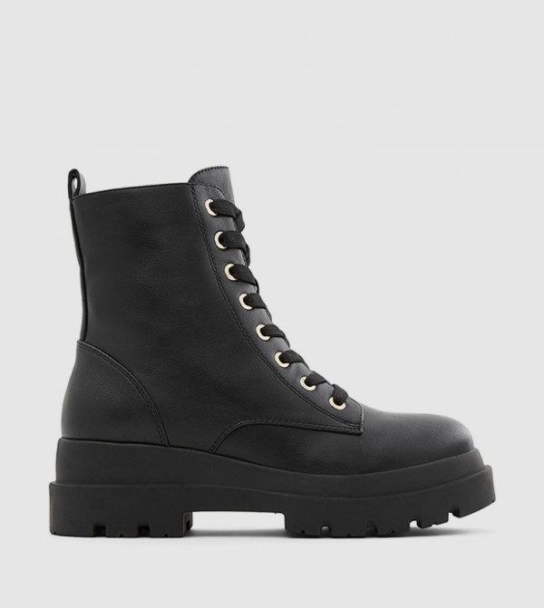 Buy Call It Spring XENIA Mid Top Lace Up Platform Heel Boots In Black ...