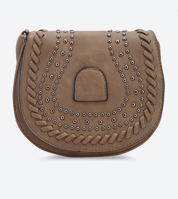 Buy R&B Stud Details Front Flap Sling Bag Khaki XH 26 In Green | 6thStreet Saudi Arabia