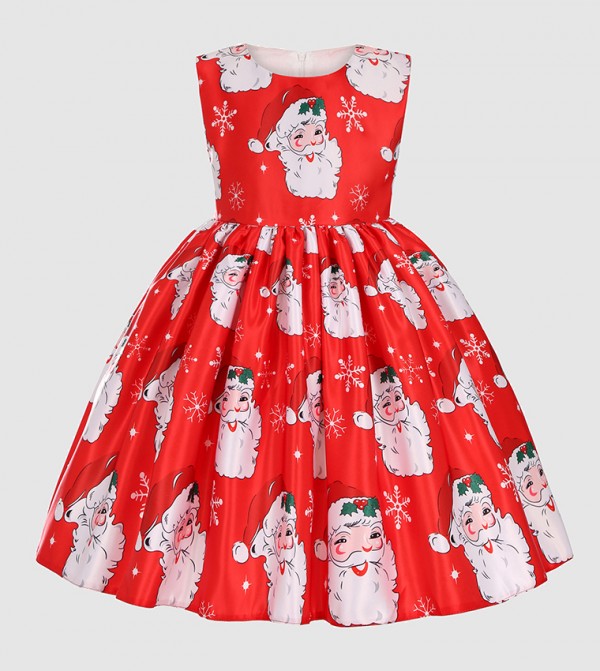Buy Ddaniela Santa Theme Fit And Flare Dress In Red | 6thStreet Qatar