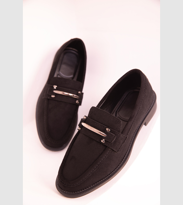 Buy SOHO Metal Detail Suede Loafers In Black | 6thStreet UAE