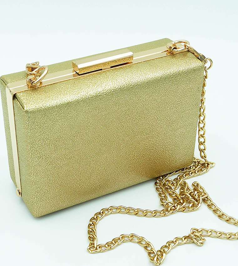 Buy The Cruze Shop Daisy Metallic Box Clutch In Gold | 6thStreet UAE