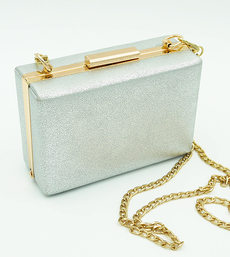 Buy The Cruze Shop Daisy Metallic Box Clutch In Silver | 6thStreet UAE