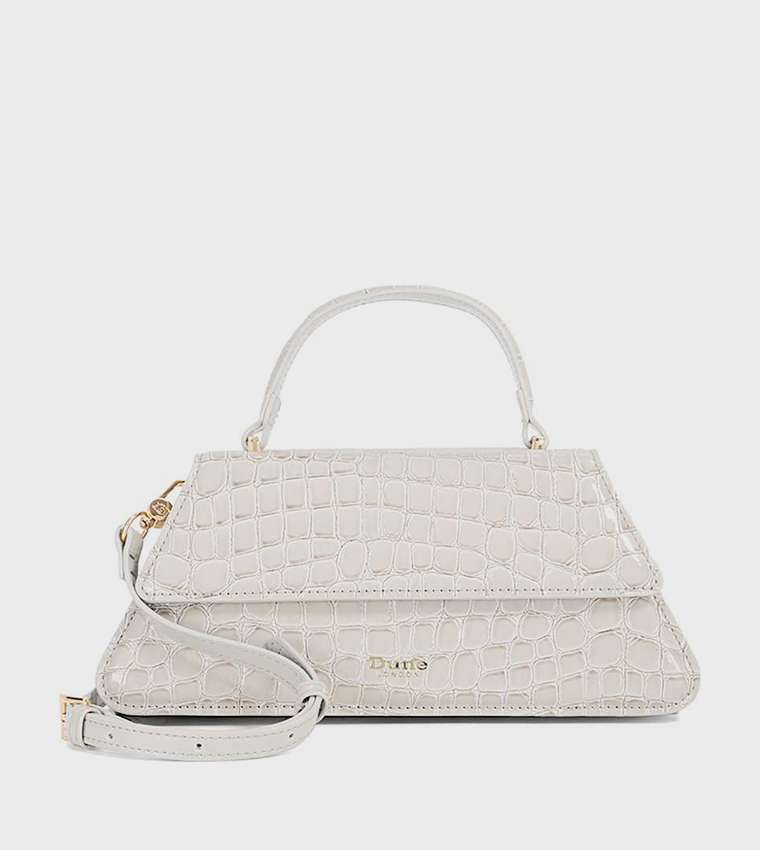 Buy Dune London DALIA Croc Textured Top Handle Bag In Grey | 6thStreet UAE