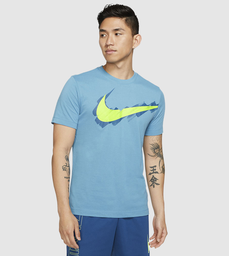 Buy Nike M Nike Dri Fit Logo Top In Blue | 6thStreet Kuwait