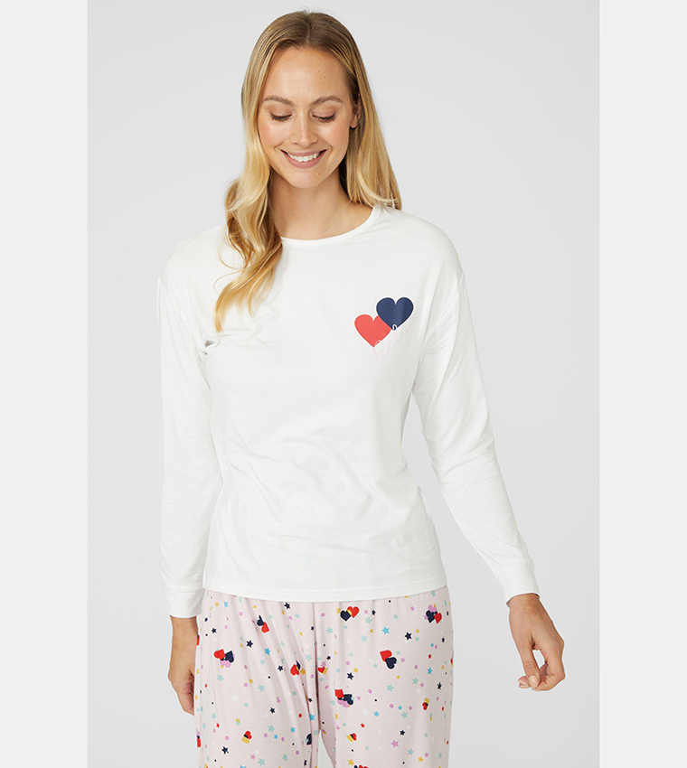 Buy Debenhams Stars & Hearts Printed Pajama Set In Pink | 6thStreet ...