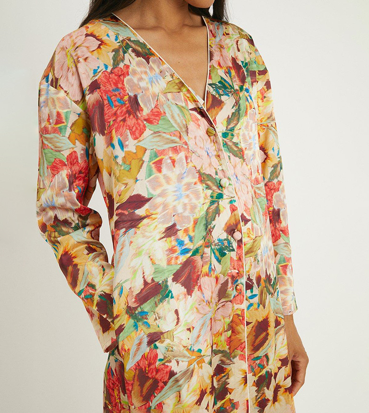 Buy Debenhams Autumn Garden Button Down Robe In Multiple Colors ...
