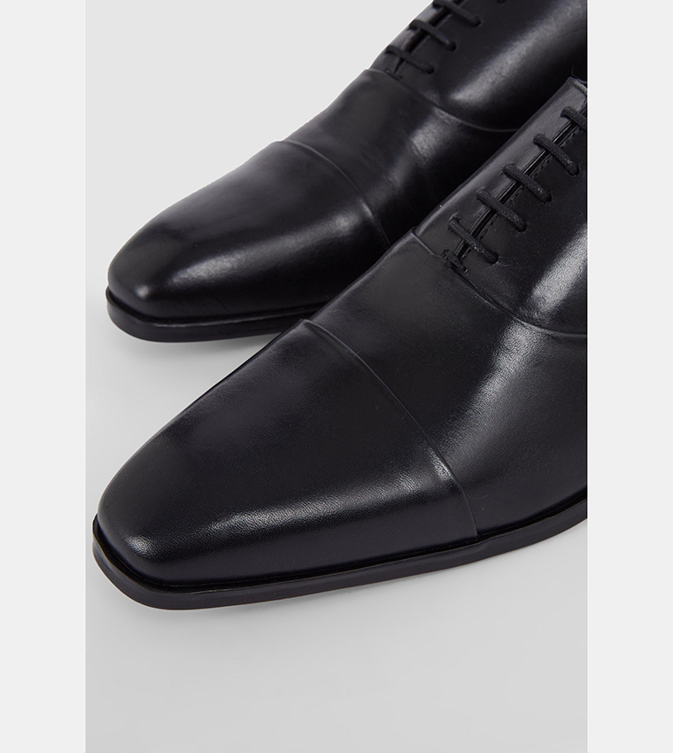 Buy Debenhams Lees Leather Wide Fit Toecap Formal Oxford Shoes In Black ...