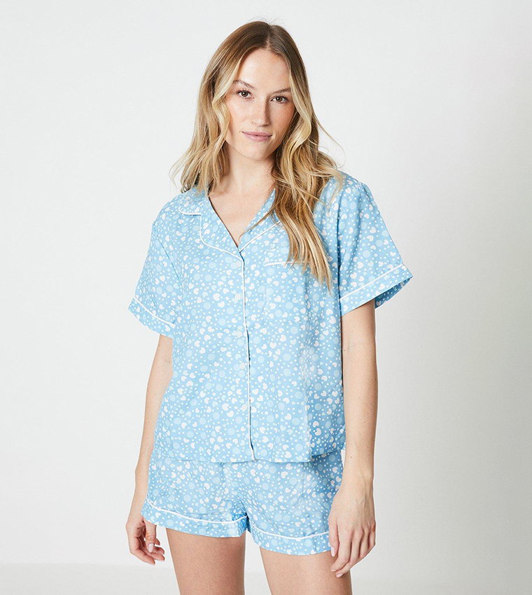 Buy Gorgeous Heart Short Pyjama Set In Blue | 6thStreet Saudi Arabia