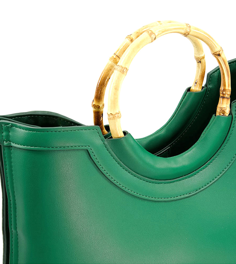 Buy Dune London DISTINGUISH Wooden Handle Ring Handbag In Green ...