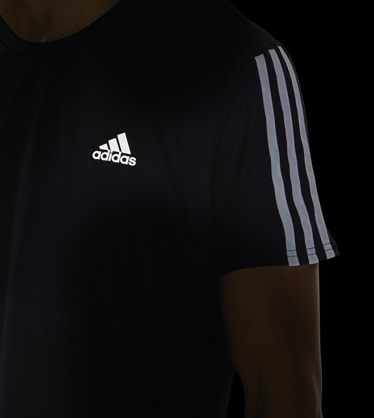 Buy Adidas Running 3 Stripes Tee Black/White In BLACK/WHITE | 6thStreet ...