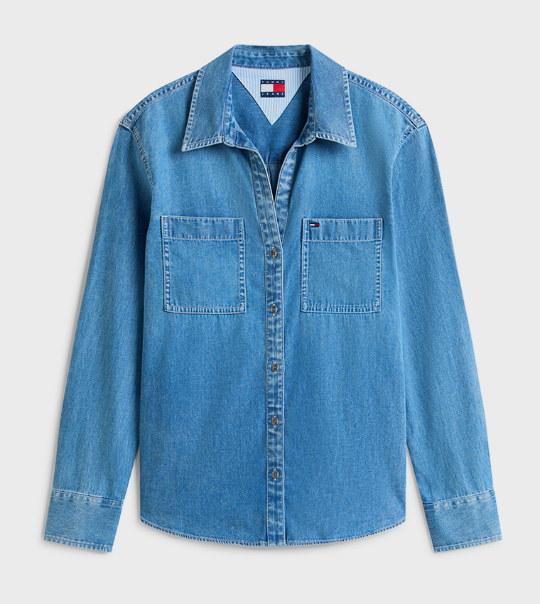 Buy Tommy Jeans Washed Regular Fit Shirt In Blue | 6thStreet Saudi Arabia