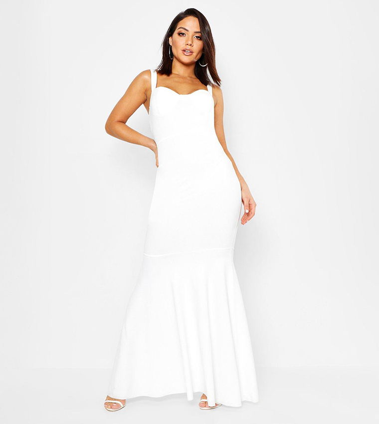 Buy Boohoo Fitted Fishtail Maxi Bridesmaid Dress In White | 6thStreet Saudi Arabia