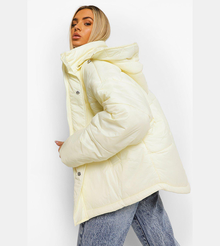 Buy Boohoo Oversized Hooded Puffer Jacket In White | 6thStreet Oman