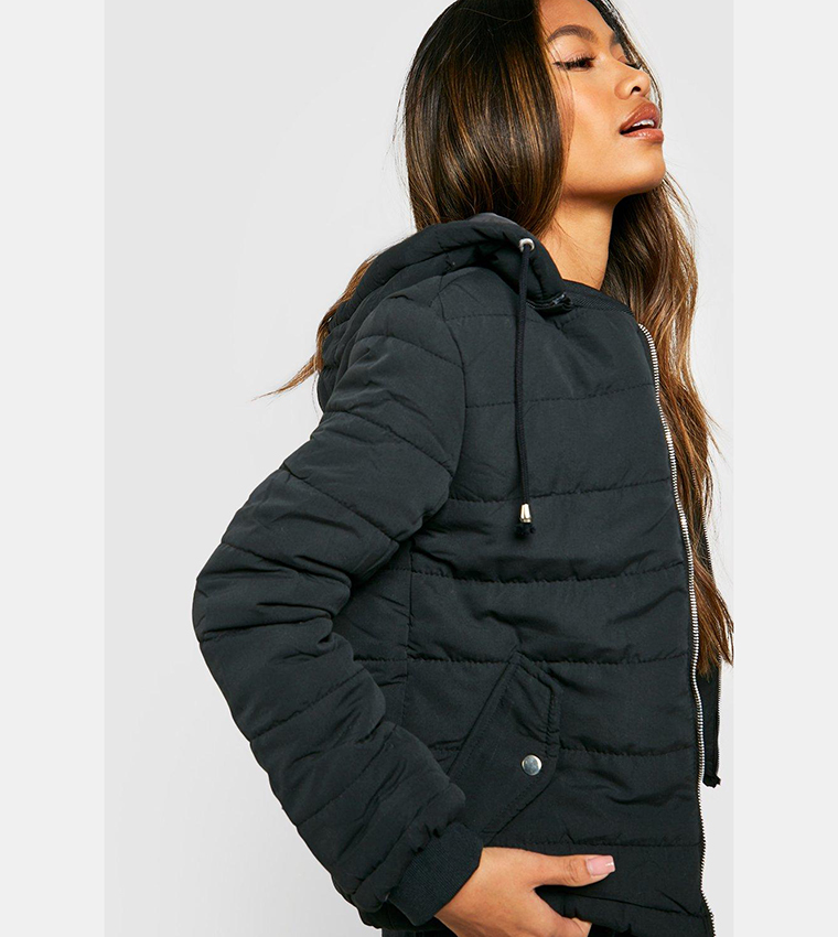 Buy Boohoo Hooded Padded Jacket In Black | 6thStreet UAE