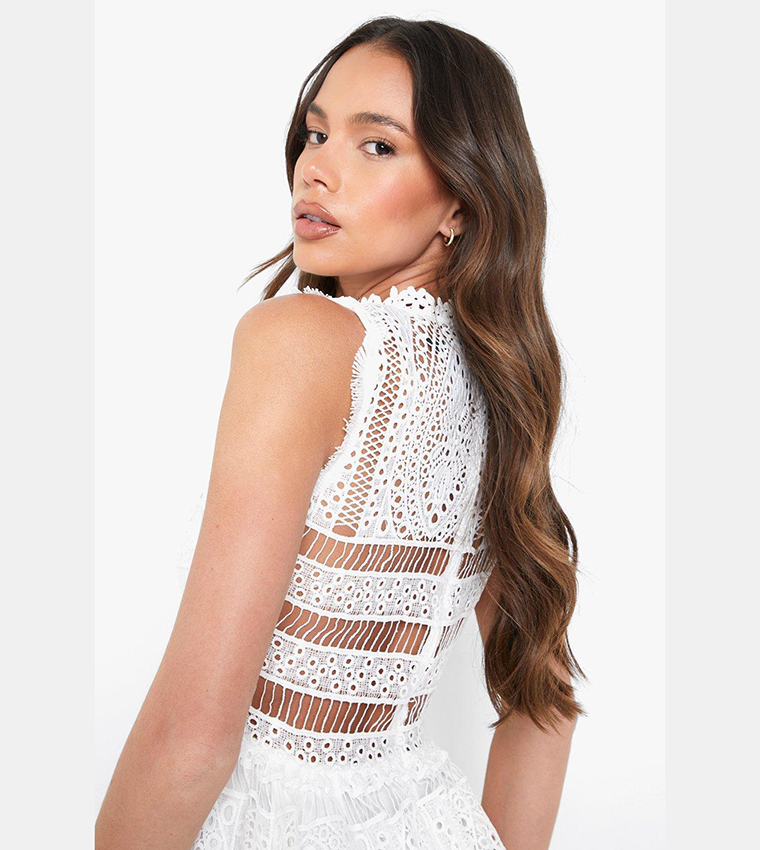 Buy Boohoo Boutique Lace Skater Bridesmaid Dress In White 6thstreet Uae