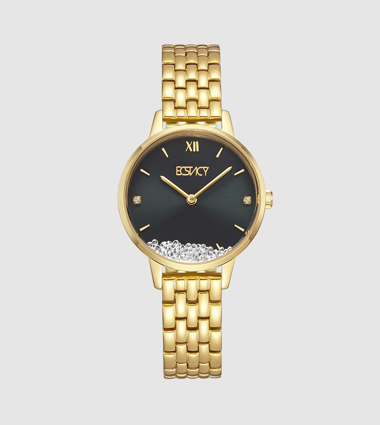 Buy Ecstacy Green Sunray Dial Analog Watch In Gold | 6thStreet Saudi Arabia