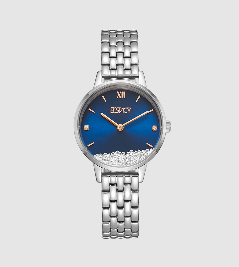 Buy Ecstacy Ice Blue Sunray Dial Analog Watch In Silver | 6thStreet Kuwait