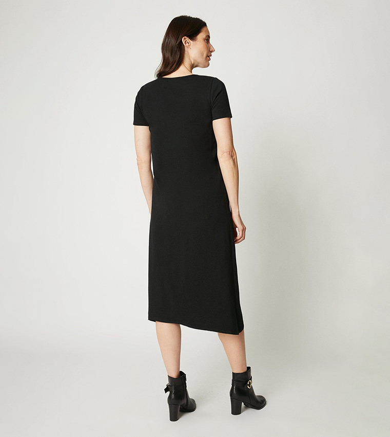 Buy Maine Plain V Neck Short Sleeves Midi Dress In Black 6thstreet Uae