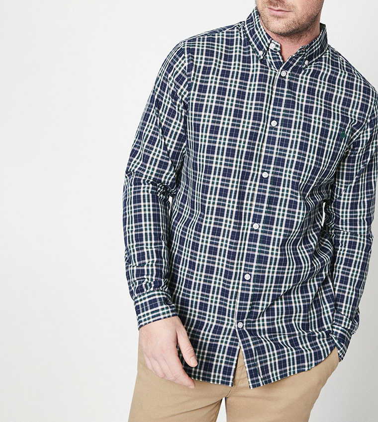 Buy Maine Preppy Checkered Long Sleeves Shirt In Blue | 6thStreet Saudi ...