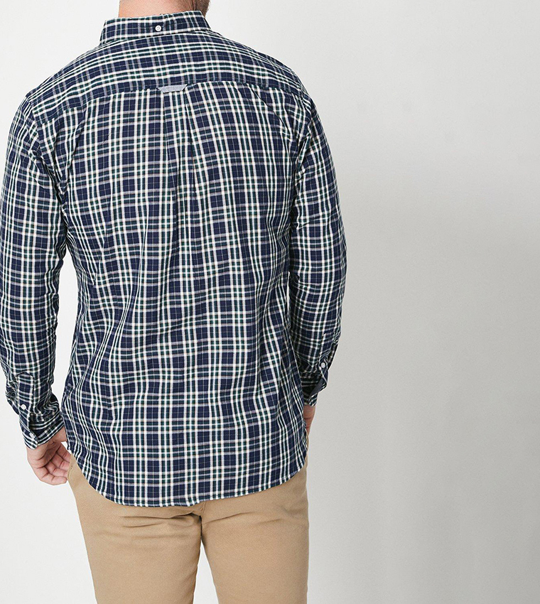 Buy Maine Preppy Checkered Long Sleeves Shirt In Blue | 6thStreet Saudi ...