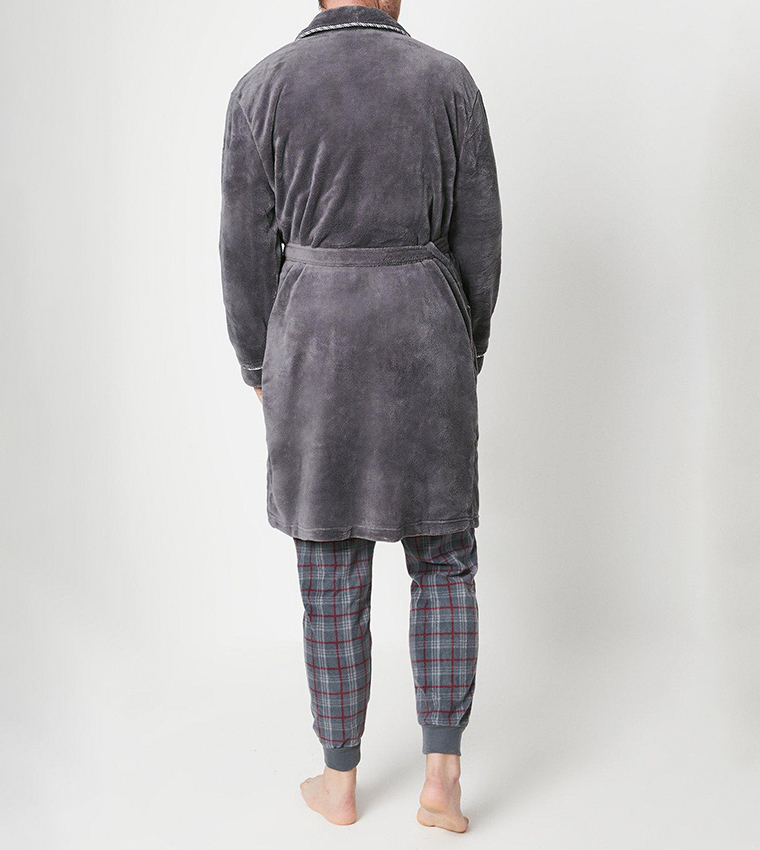 Buy Maine Shawl Robe With Rope Trim In Grey | 6thStreet Bahrain