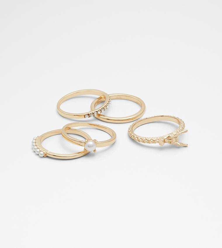 Buy Aldo Accessories EMBERA Multipack Embellished Rings In Gold ...