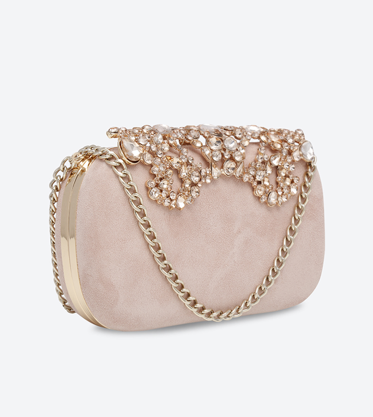 Buy Dune London Estella Embellished Clasp Clutch Bag Blush ESTELLA In ...