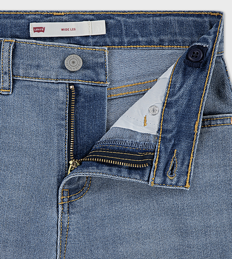 Buy Levi's Washed Mid Rise Wide Leg Jeans In Blue | 6thStreet UAE