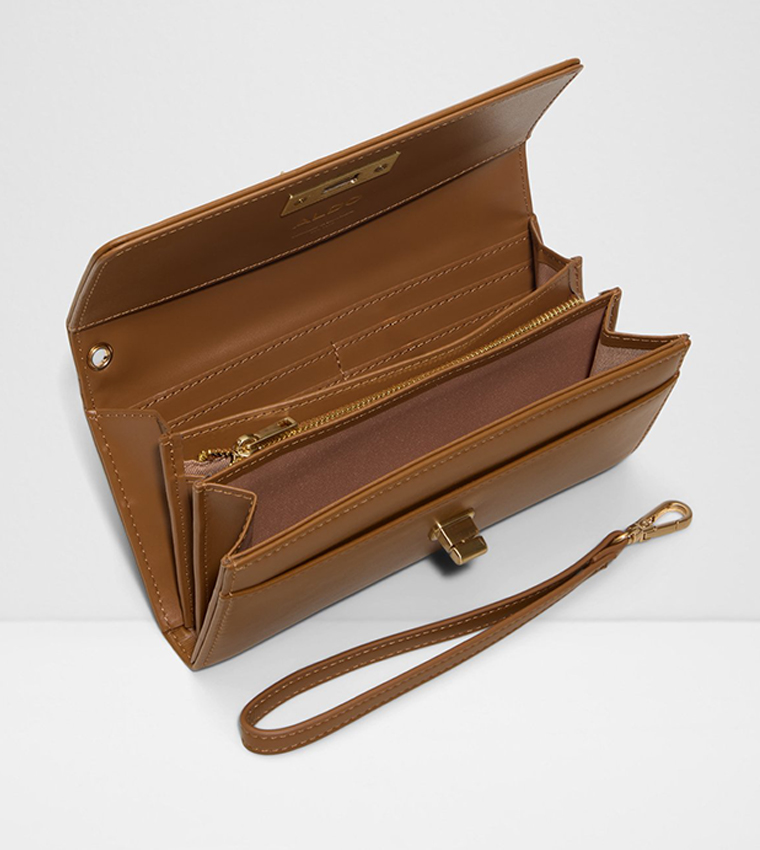 Buy Aldo FELICIANA Twist Lock Flap Wallet In Tan | 6thStreet Qatar