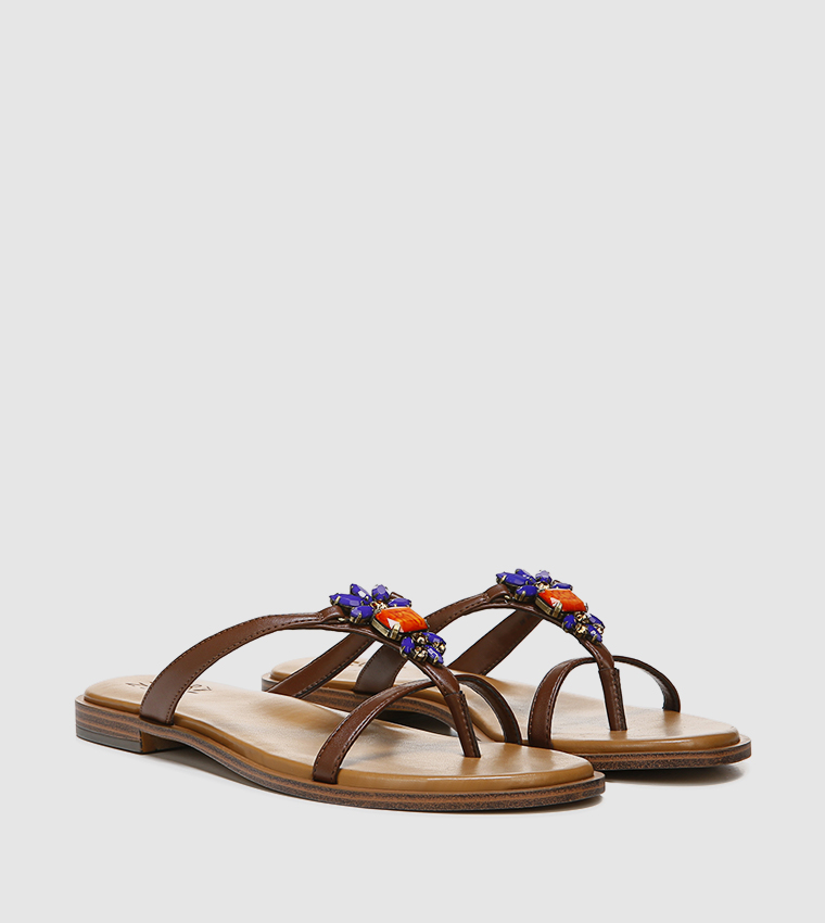 Buy Naturalizer FELICITY Embellished Flat Sandals In Brown | 6thStreet UAE